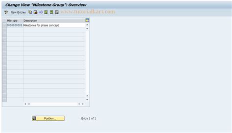 OPT SAP Tcode Maintain Standard Milestone Group