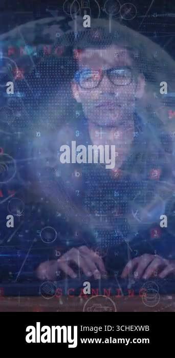 Animation Of Cyber Attack Warning Over Hacker Globe And Data