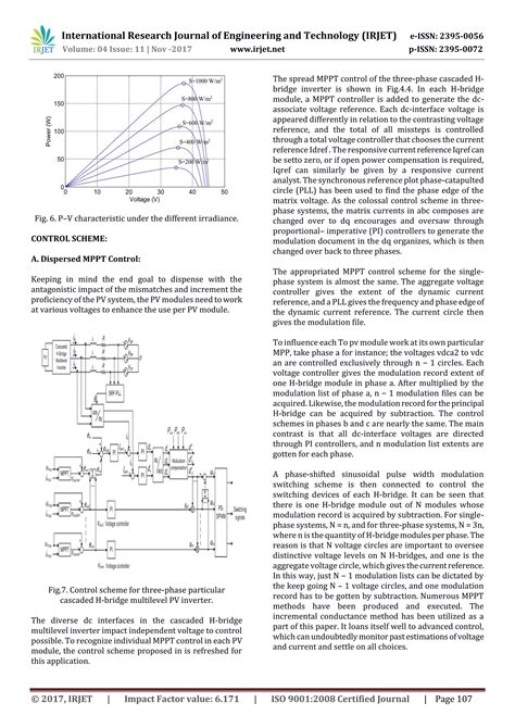 Grid Connected Applications Of Modular Cascaded H Bridge Multilevel Pv Inverter With Distributed