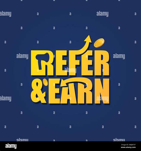 Refer And Earn Lettering Creative Logo With Megaphone Arrow And Coin