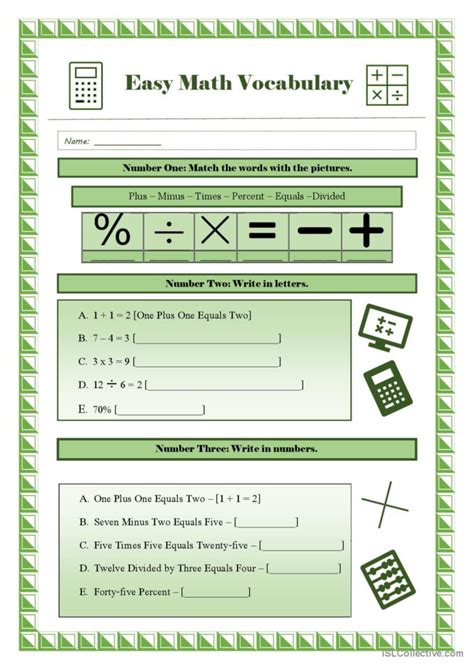 Esl Math Worksheets 252 Math English Esl Worksheets Pdf And Doc