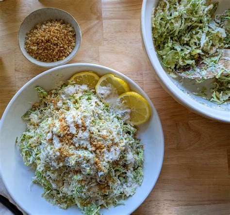 Shaved Brussels Sprout Caesar Salad With Toasted Bread Crumbs