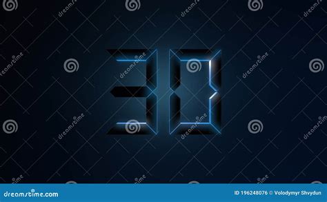Blue Neon Light 60 Seconds Countdown On Black Background Running