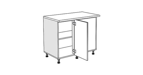 Кухненски шкаф долен ъглов с една врата In Mdf Du100 бял гланц • Модулна кухня In Mdf бяла гланц