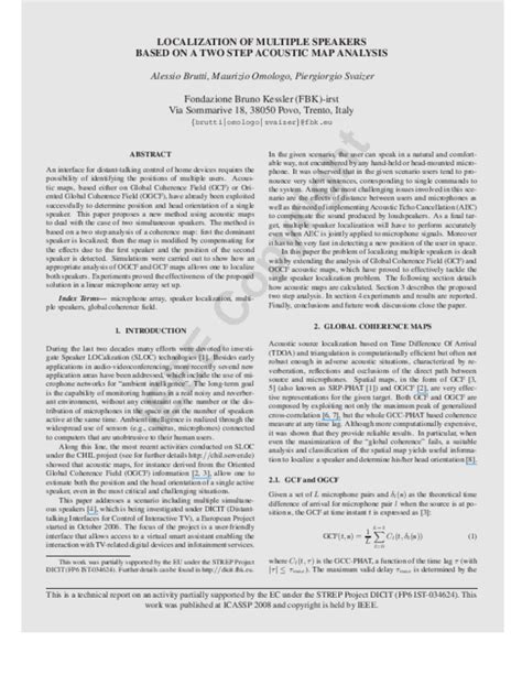 Pdf Localization Of Multiple Speakers Based On A Two Step Acoustic