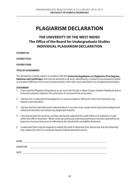 Plagiarism Declaration Form Pdf