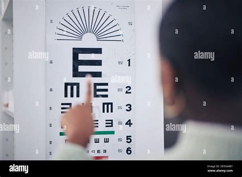 Eye Care Medical And Chart For A Vision Test For Prescription Lens Glasses In An Optometry