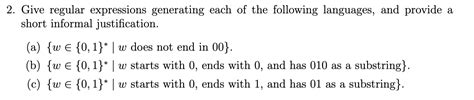 Solved 2 Give Regular Expressions Generating Each Of The