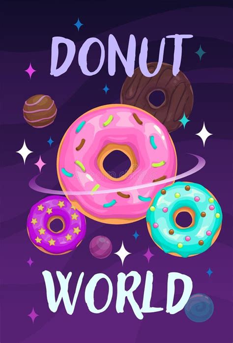 Donuts World Banner Donut Space Vector Art Stock Vector