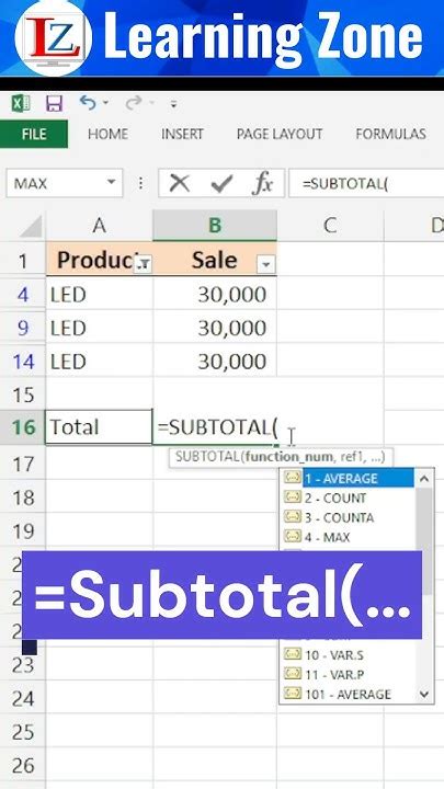 How To Sum Filtered Data In Excel Learning Zone Sanju Youtube