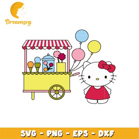 Hello Kitty Ice Cream Cart Svg Cut File Dreamsvg Store