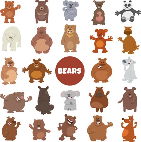 Cartoon Bears Wild Animal Characters Big Set 17360162 Vector Art At