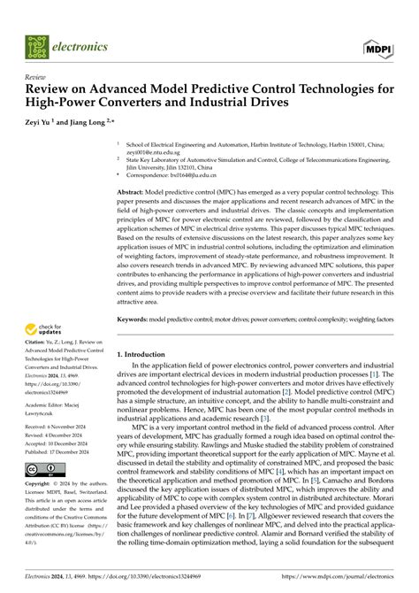 Pdf Review On Advanced Model Predictive Control Technologies For High Power Converters And