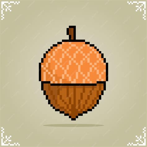 Premium Vector Acorn Nut In 8 Bit Pixel Art Food Vector Illustration