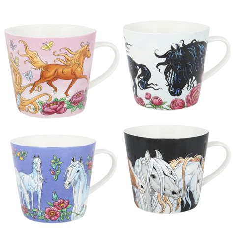 Lena Furberg Häst Muggar 4 Pack Svart Lila Med Vit Häst Vit Med