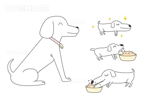강아지 옆모습 사료를 먹는 강아지 유토이미지 상세페이지 베이직샵 일러스트 21789921