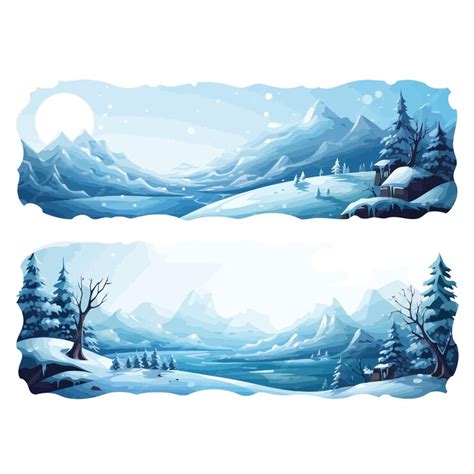 Premium Vector Snowy Banners Clip Art On White Background