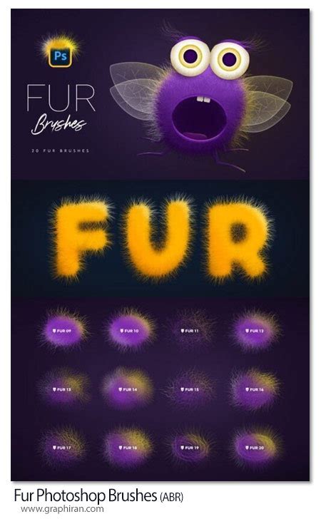 دانلود ۲۰ براش فتوشاپ مو و خز Fur Photoshop Brushes