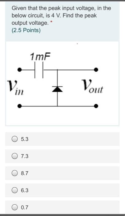 solved given that the peak input voltage in the below
