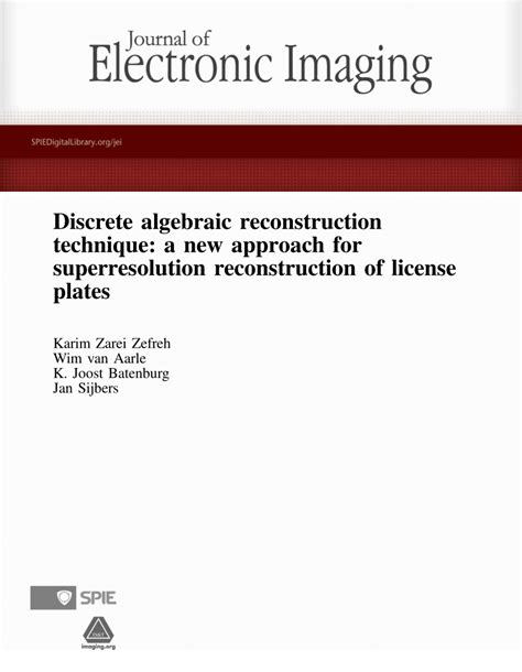 Pdf Discrete Algebraic Reconstruction Technique A New Approach For Superresolution