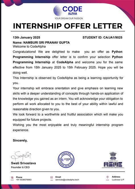 Internship Python Codealpha Softwaredevelopment Careerjourney