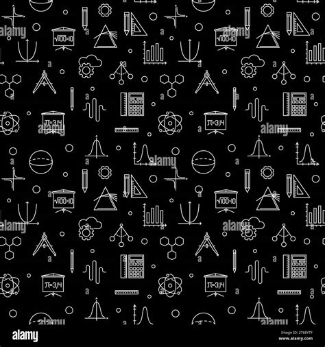 Stem Learning Vector Dark Minimal Seamless Pattern In Thin Line Style