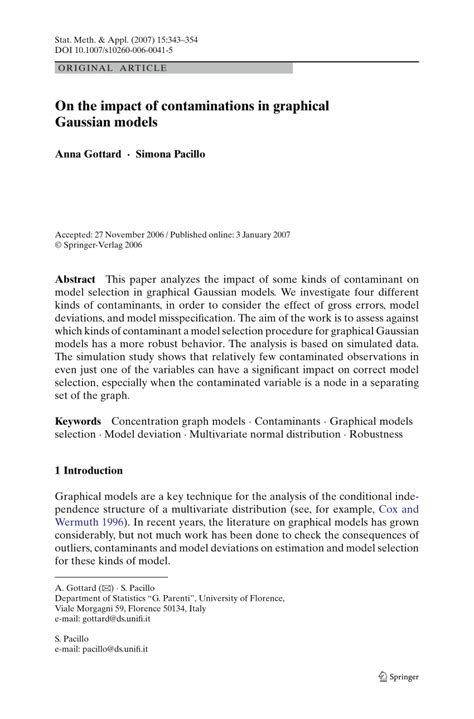 Pdf On The Impact Of Contaminations In Graphical Gaussian Models