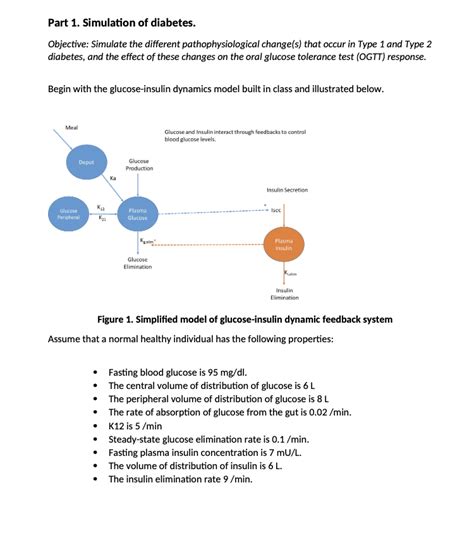 Solved Part 1 Simulation Of Diabetes Objective Simulate