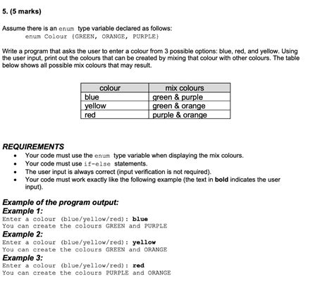 Solved Assume There Is An Enum Type Variable Declared As