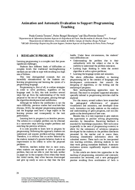 Pdf Animation And Automatic Evaluation To Support Programming Teaching