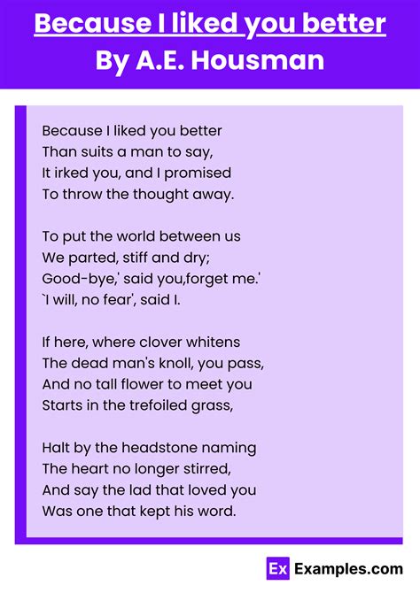 Because I Liked You Better Poem By Ae Housman To Download