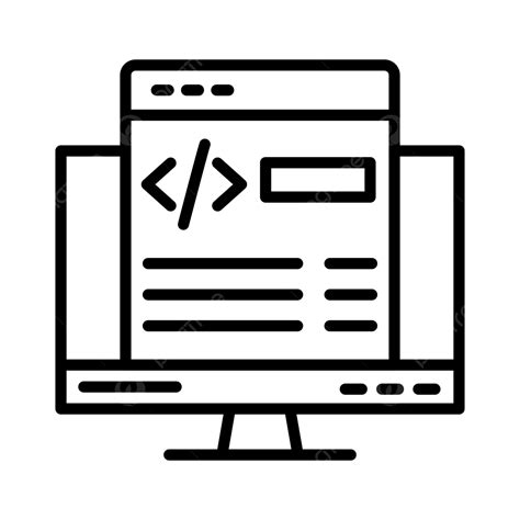 web development line icon vector clean code development laptop png