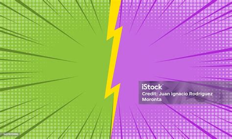 만화 스타일의 대 또는 Vs 배경 녹색과 보라색 배경으로 싸우십시오 Championship에 대한 스톡 벡터 아트 및 기타 이미지 Championship 결투 경기