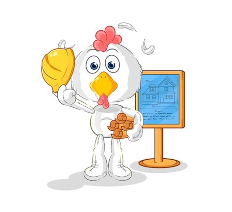 Premium Vector Chicken Architect Illustration Character Vector