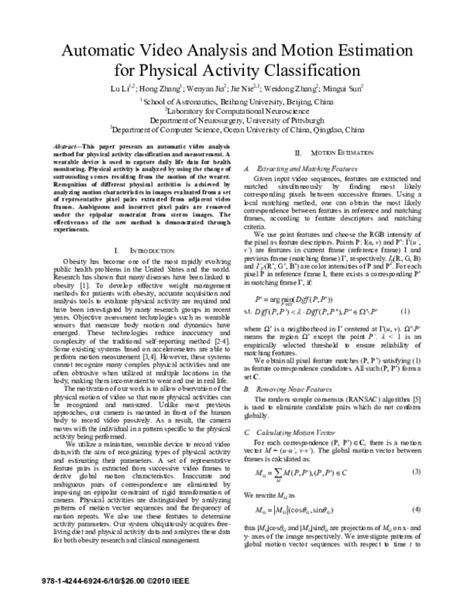 pdf automatic video analysis and motion estimation for physical