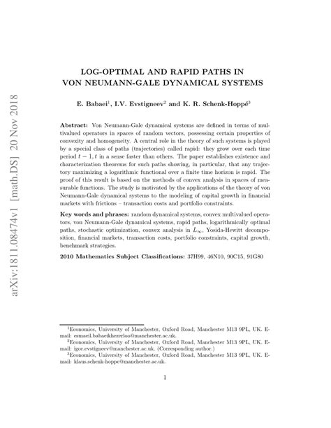 pdf log optimal and rapid paths in von neumann gale dynamical systems