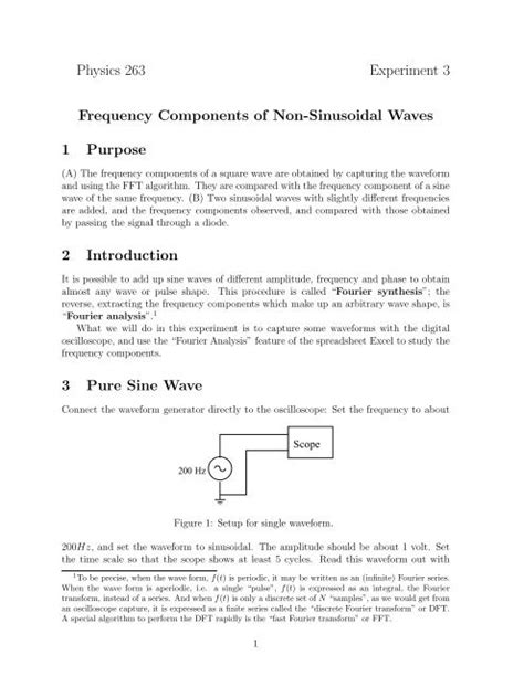 Experiment 3 Frequency Components Of Non Sinusoidal Waves