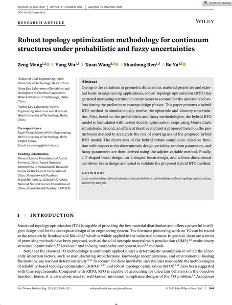 Pdf Robust Topology Optimization Methodology For Continuum Structures