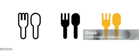 레스토랑 심볼 아이콘입니다 포크와 숟가락 식사 간판 음식 서비스 벡터 그림입니다 식사 카페 및 주방 필수품을 나타내는 수저 픽토그램 식사와 식사를 위한 클래식한 서빙 도구