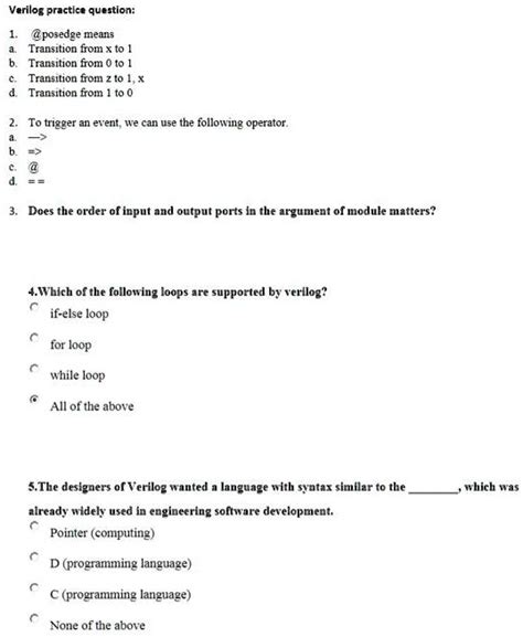 Solved Verilog Practice Question 1 Posedge Means Transition From X