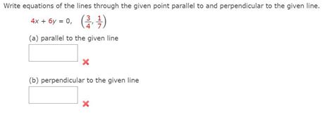 solved write equations of the lines through the given point