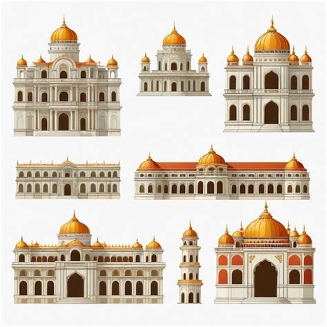 Premium Vector Palace Vector Set White Background Isolated