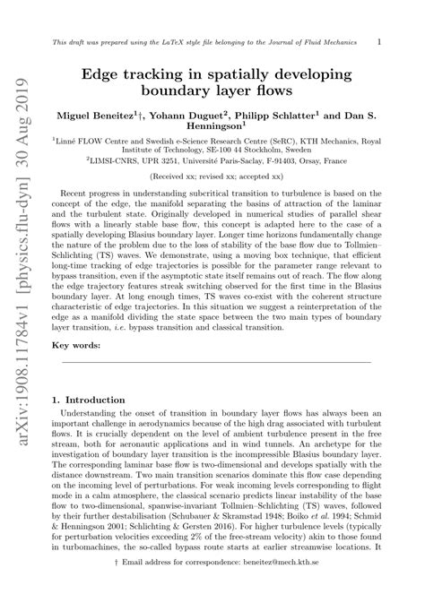 Pdf Edge Tracking In Spatially Developing Boundary Layer Flows