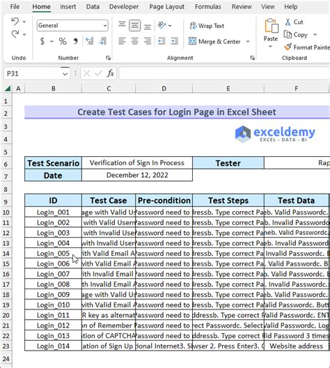 12 Test Cases Excel Template Excel Templates A Visual Reference Of