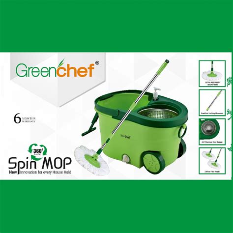 Greenchef Spin Mop Set 360 Degree Stainless Steel Mop Set Green Thaneshop
