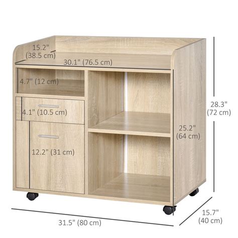 Vinsetto Multipurpose Filing Cabinet Printer Stand Mobile Printer