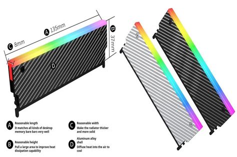 Ready Stock Efficient Cooling Heatsink Desktop Ram Heatsink Rgb Ram Heatsink Cooler For Ddr2