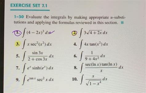 Solved EXERCISE SET 7 1 1 30 Evaluate The Integrals By Chegg Com