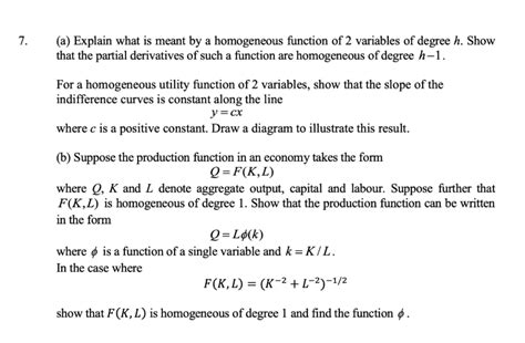 Solved A Explain What Is Meant By A Homogeneous Function