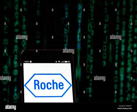 hoffmann la roche logo seen displayed on smart phone f hoffmann la